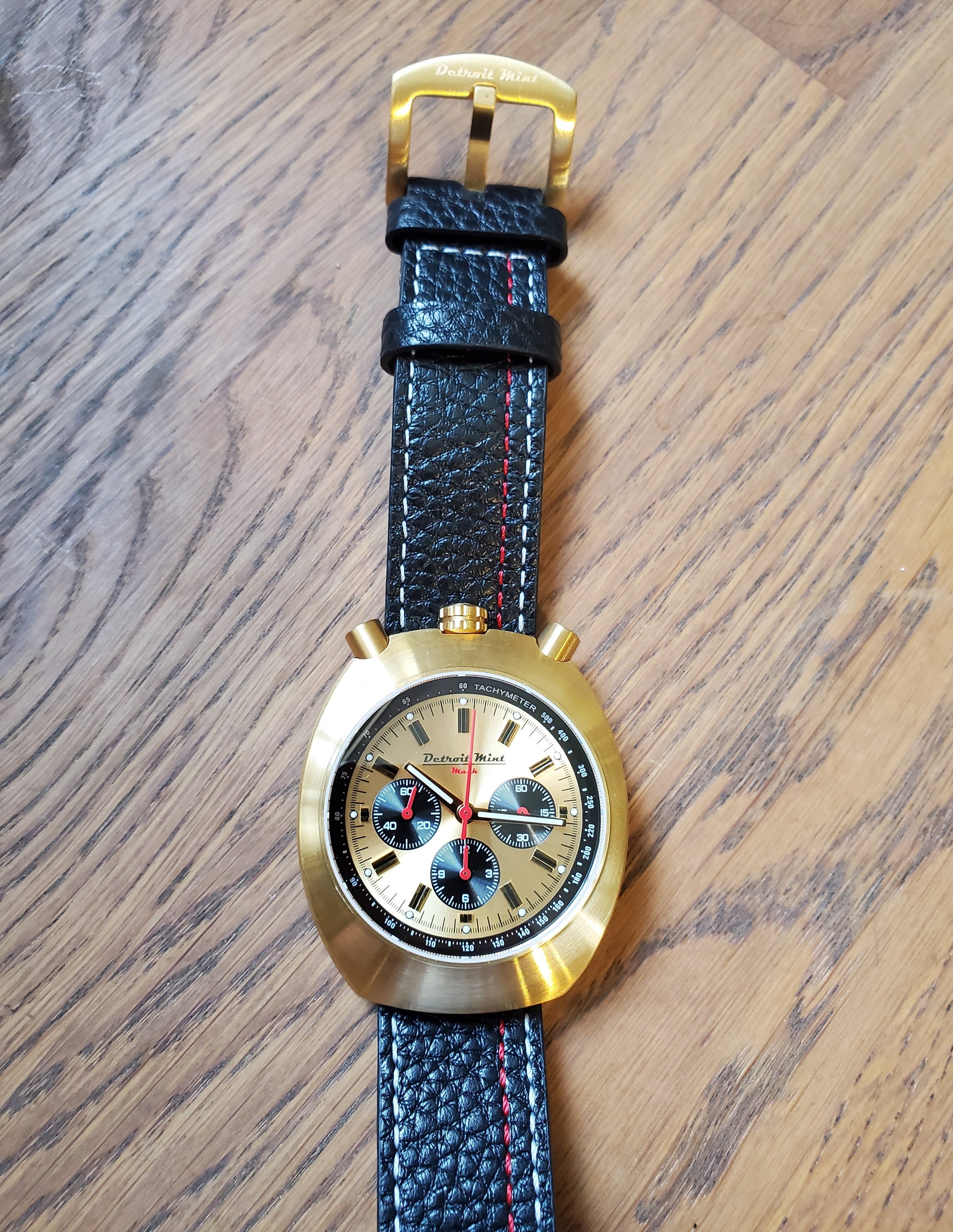 Detroit Mint "Mach" Bullhead Chronograph in Brushed Gold with Citizen ...