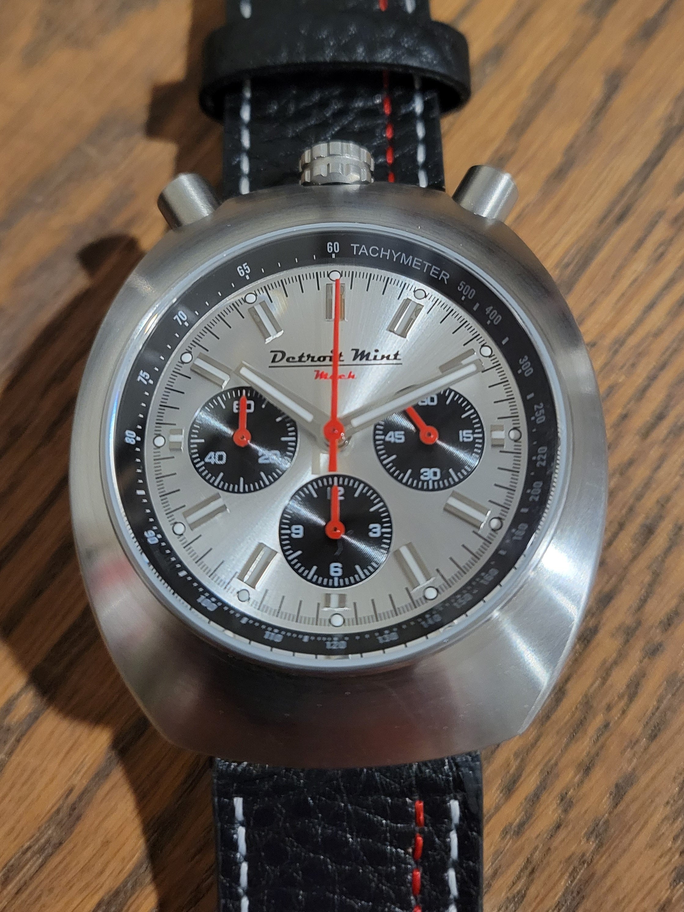 Detroit Mint "Mach" Bullhead Chronograph Brushed Silver with Citizen ...