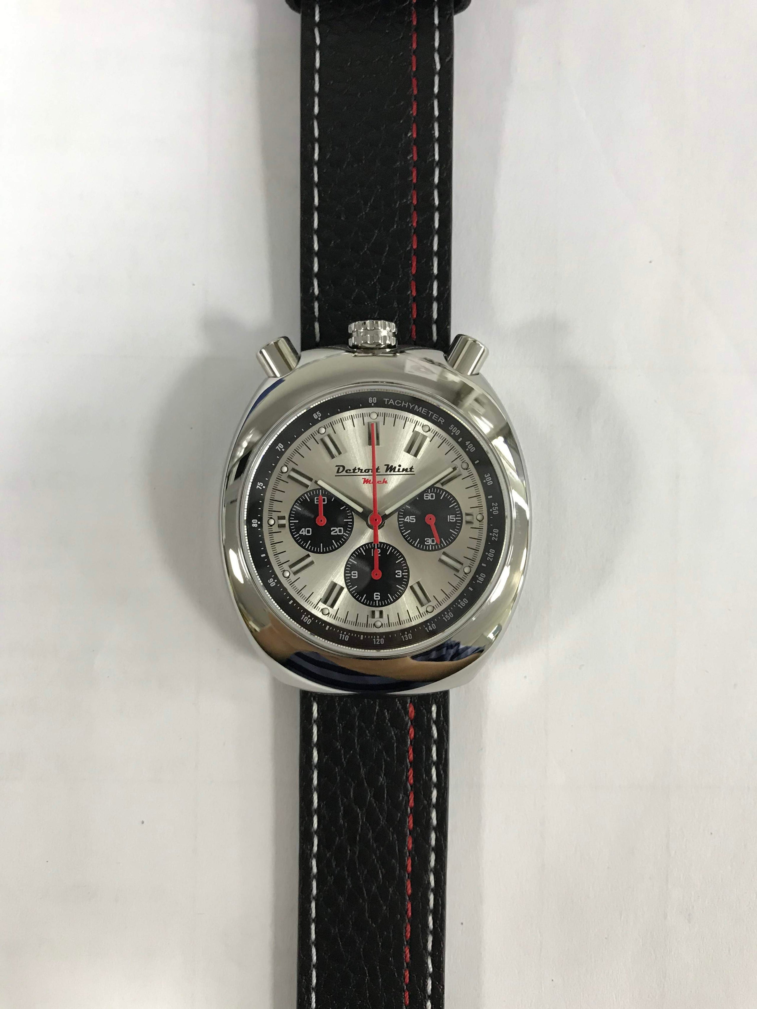 Detroit Mint Mach Bullhead Chronograph Black Dial Silver Case | Detroit ...