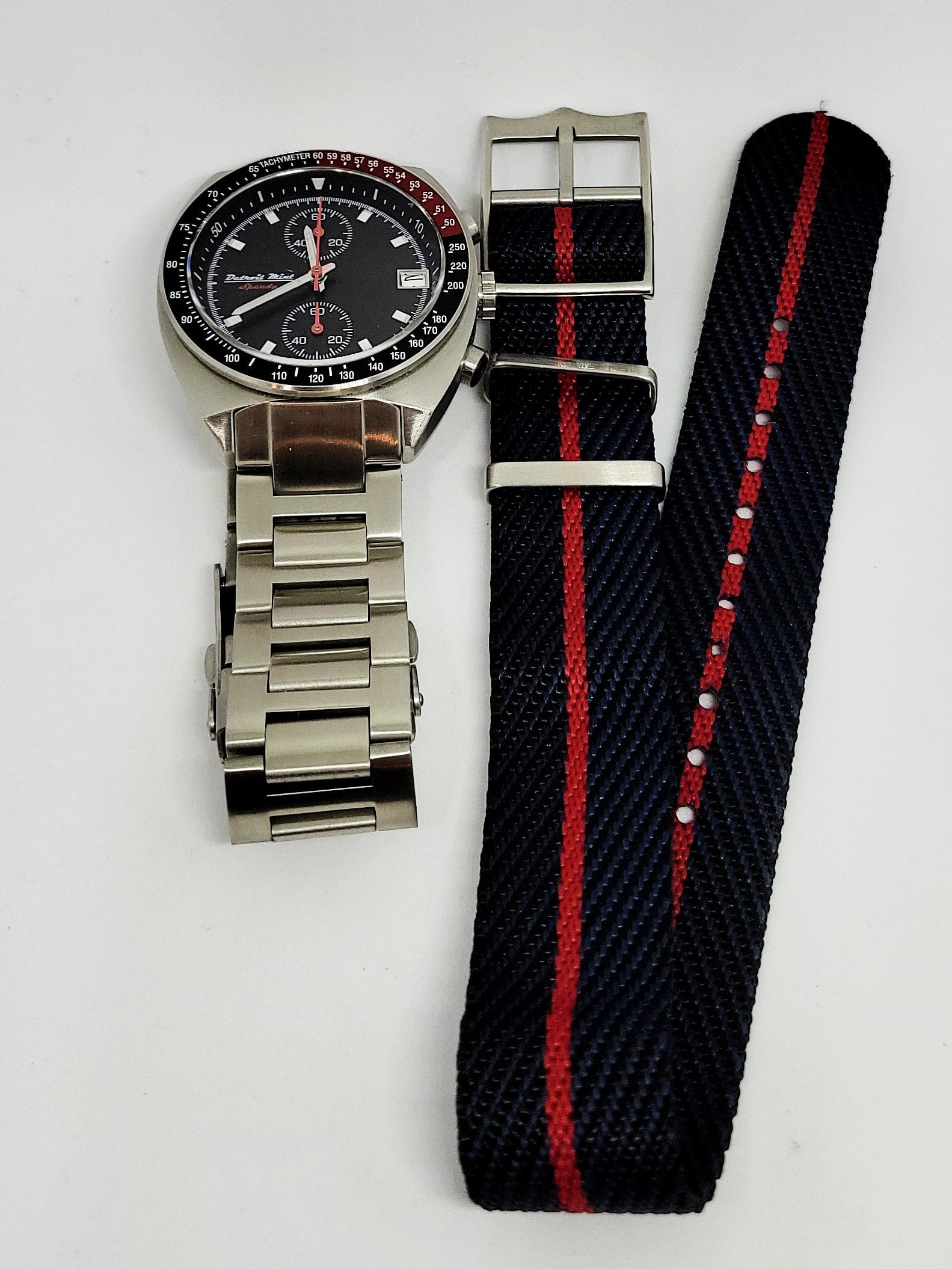 Detroit Mint Speedy Chronograph VK61 Mecha Quartz with Brushed Chrome ...